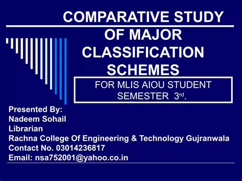 Comparative Study Of Major Classification Schemes Ppt