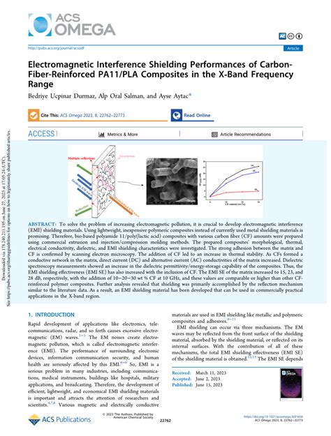 Pdf Electromagnetic Interference Shielding Performances Of Carbon Fiber Reinforced Pa11 Pla