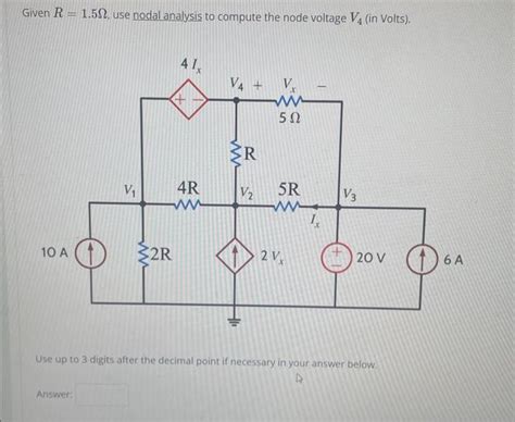 solved given r 1 5 omhs use nodal analysis to compute the