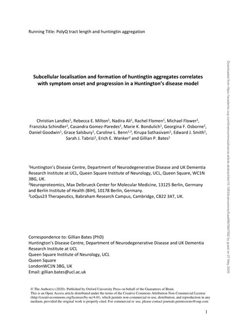 Pdf Subcellular Localization And Formation Of Huntingtin Aggregates