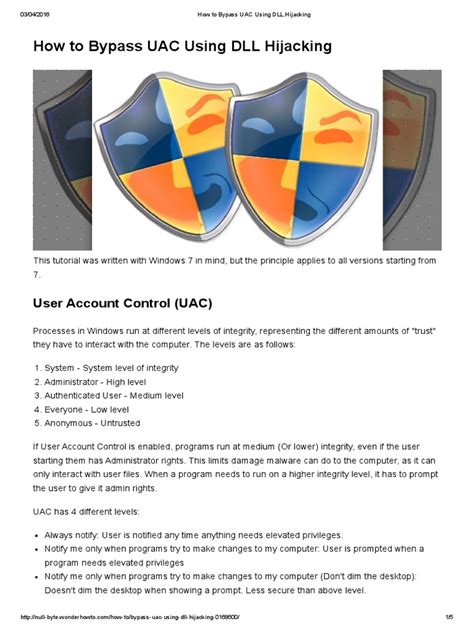 How To Bypass Uac Using Dll Hijacking Null Byte Pdf Cyberwarfare Security