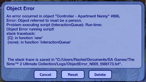 Sims 2 Object Error Boolprop Windows Diary