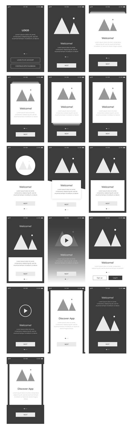 Mobile Walkthrough Wireframes For Adobe XD On Behance