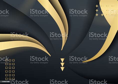 기하학적 모양과 황금 요소 조합으로 추상적인 어두운 배경 0명에 대한 스톡 벡터 아트 및 기타 이미지 0명 3차원 형태