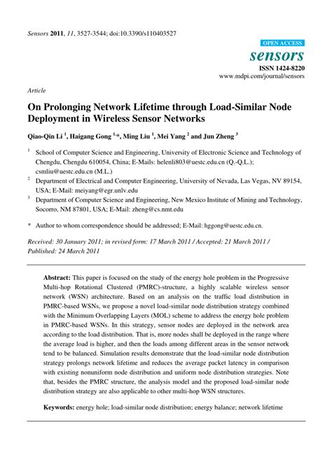 Pdf On Prolonging Network Lifetime Through Load Similar Node