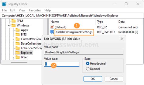 Disable Editing Quick Settings Windows 11 Password Recovery