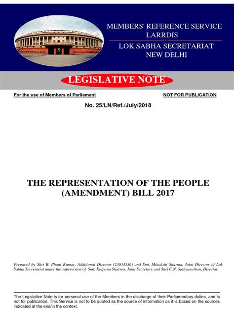 The Representation Of People Amendment Bill 2017 Pdf Proxy Voting