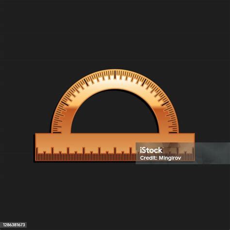 검은 색 배경에 격리 된 도 아이콘을 측정하기위한 골드 트랙터 그리드 기울기 각도 미터 측정 도구 기하학적 기호 긴 그림자