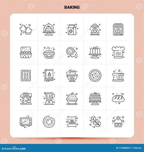 Outline 25 Baking Icon Set Vector Line Style Design Black Icons Set Linear Pictogram Pack