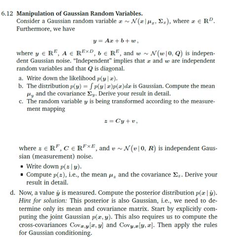Manipulation Of Gaussian Random Variables Chegg Com