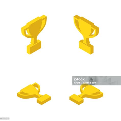 성공 스포츠 경쟁의 트로피 컵 상 아이콘 설정된 아이소메트릭 뷰 기호 Championship에 대한 스톡 벡터 아트 및 기타 이미지 Championship 경쟁 금
