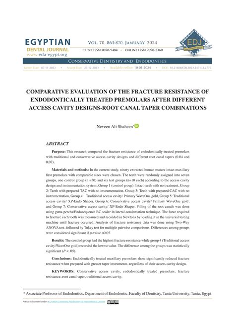 Pdf Comparative Evaluation Of The Fracture Resistance Of Endodontically Treated Premolars