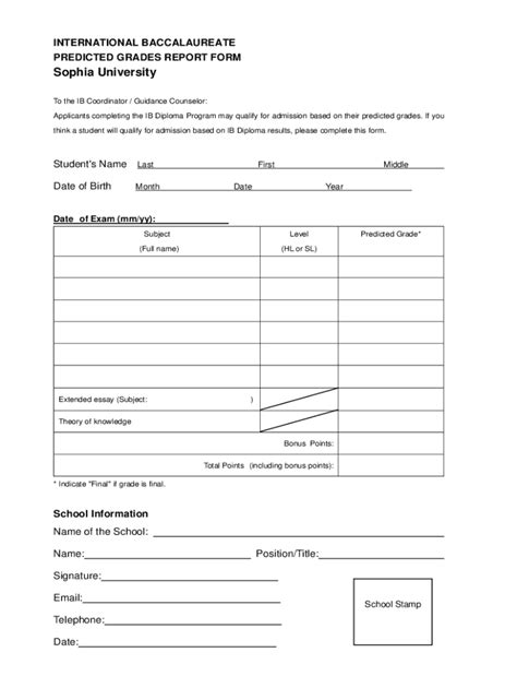 Ib Predicted Grades Form Doc International Fill Out And Sign Online Dochub