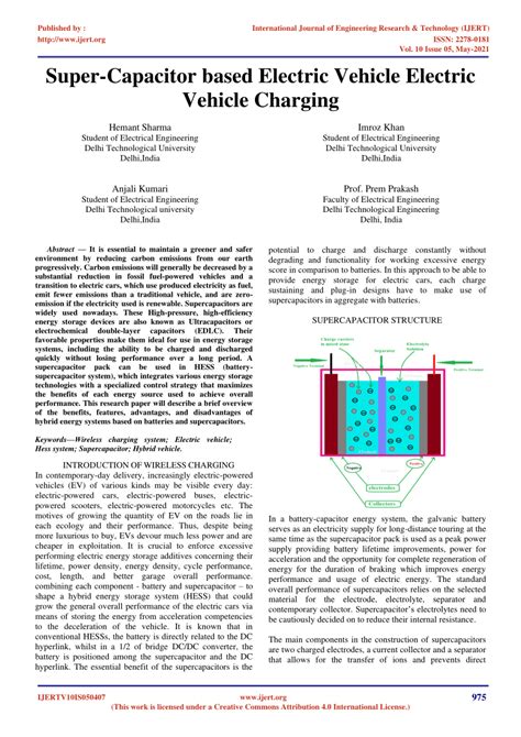 Pdf Super Capacitor Based Electric Vehicle Electric Vehicle Charging