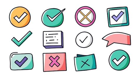 Premium Vector Doodle Check Markshand Drawn Symbols For Checking And Voting Task List Checkbox