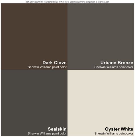 Sherwin Williams Dark Clove Vs Urbane Bronze Vs Sealskin Vs Oyster White Color Combination