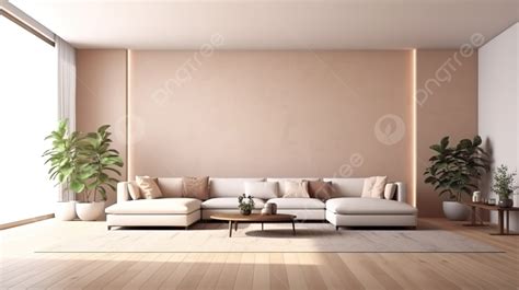 베이지색 빈 벽과 세련된 조명 3d 렌더링을 갖춘 현대적이고 우아한 현대적인 거실 인테리어 핑크 룸 아파트 인테리어 미니멀한 방 배경 일러스트 및 사진 무료 다운로드