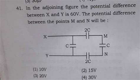 In The Adjoining Figure The Potential Difference Between X And Y Is 60 V