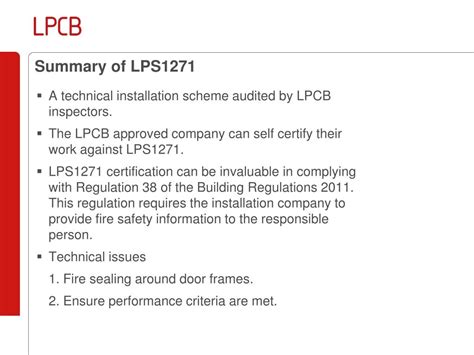 PPT LPCB Red Book Listed Products And Passive Installer Schemes Answering The Needs Of The