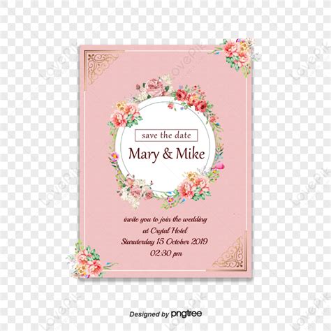벡터 꽃 일러스트 결혼식 초대장꽃 청첩장클립북청첩장 Png 일러스트 무료 다운로드 Lovepik