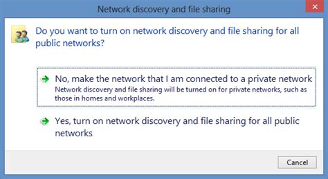 turning on network discovery and file sharing on a windows 8 system