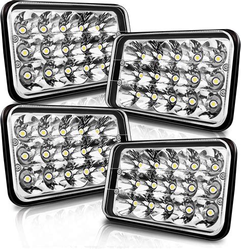 Doxmall 4pcs 4x6 Led Headlights With Highlow Beam Plug And