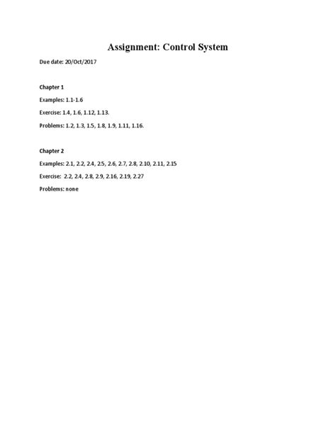 Control System Assignment 1 Pdf