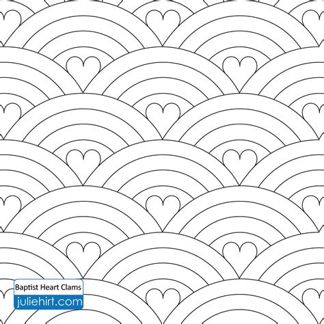 Baptist Heart Fan Clams Longarm Quilting Digital Pattern For Edge To