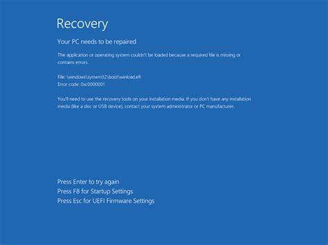 I Get A Winload Efi Error Xc And Your PC Needs To Be Repaired Microsoft Community