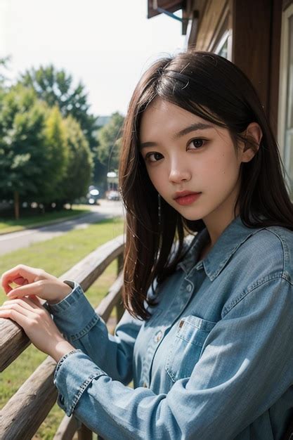 Premium Ai Image Young Pretty Oriental Asian Girl Smiling And Taking