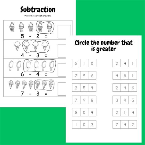 Math Worksheets Printable Instant Download Addition Subtraction Etsy