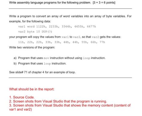 solved write assembly language programs for the following