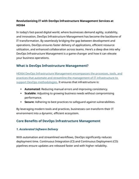 Revolutionizing It With Devops Infrastructure Management Services At Hex64 Docx