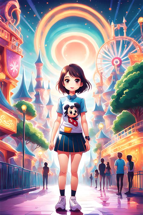 Download Ai Generated Girl Amusement Park Royalty Free Stock