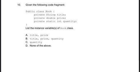 Solved Given The Following Code Fragment Public Class Book
