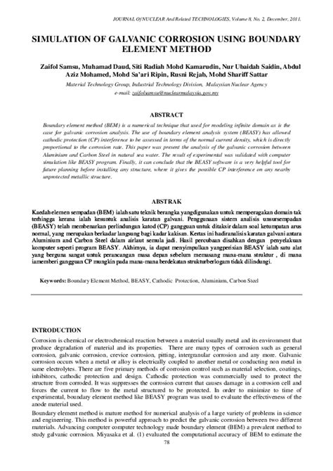 Pdf Simulation Of Galvanic Corrosion Using Boundary Element Method