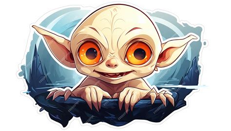 Gollum Lord Of The Rings Style Doodle Art Cute Kawaii Sticker Premium