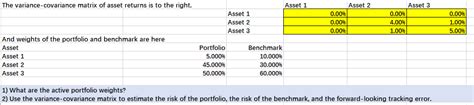 Solved The Variance Covariance Matrix Of Asset Returns Is To