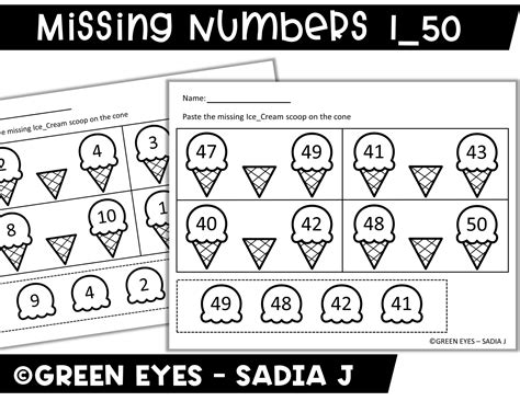 Missing Numbers 1 50 Seven Worksheets Free Printable