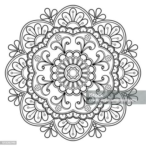 만다라 패턴 색칠 공부 벽지 디자인 아트 타일 무늬 인사말 카드 스티커 끈 무늬와 문신 요가 디자인 손으로 그린 만다라 벡터 흰색 배경에 0명에 대한 스톡 벡터 아트 및