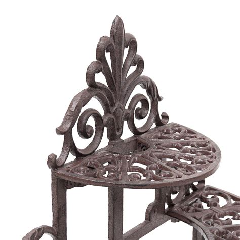 Поставка за цветя изработена от чугун полукръгла форма Relaxdays Emag Bg