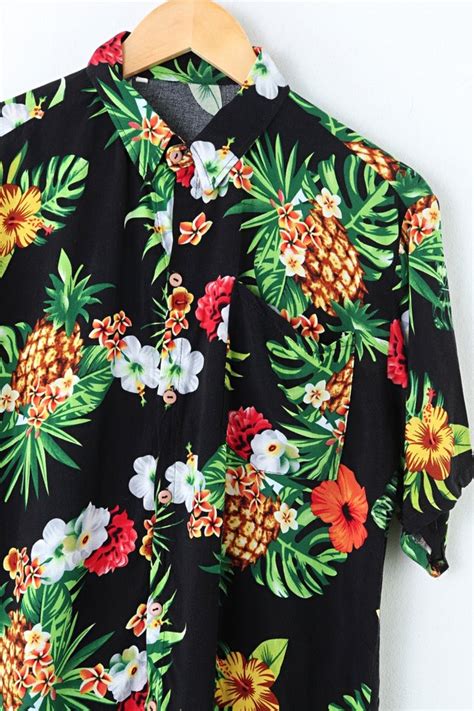 L 빈티지 셔츠 남방 면 하와이안 패턴 세컨웨어
