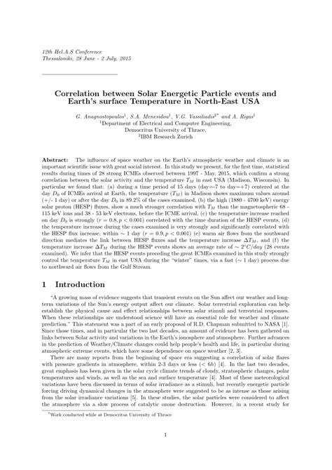 Pdf Correlation Between Solar Energetic Particle Events And Earths Surface Temperature In