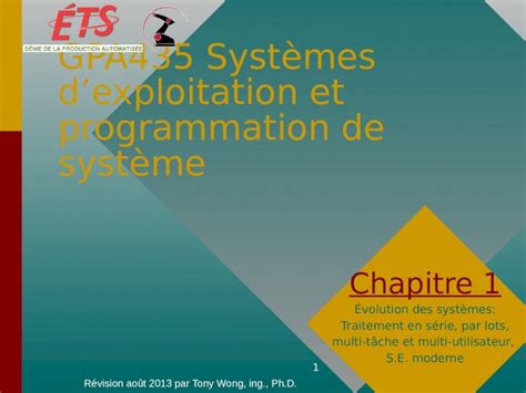 Ppt 1 Gpa435 Systèmes Dexploitation Et Programmation De Système