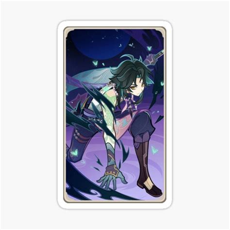Genshin Impact Xiao Card Sticker For Sale By Huckleberryarts Redbubble