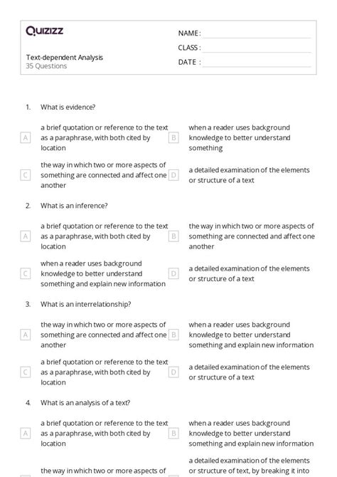 50 Text Analysis Worksheets For 12th Grade On Quizizz Free And Printable