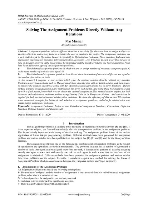 Pdf Solving The Assignment Problems Directly Without Any Iterations