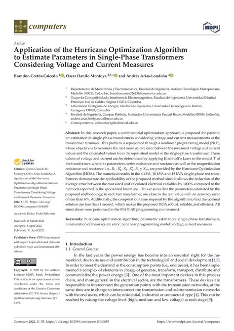 Application Of The Hurricane Optimization Algorithm To Estimate
