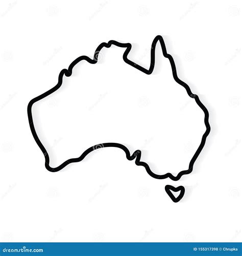 Black Outline Of Australia Map Stock Vector Illustration Of