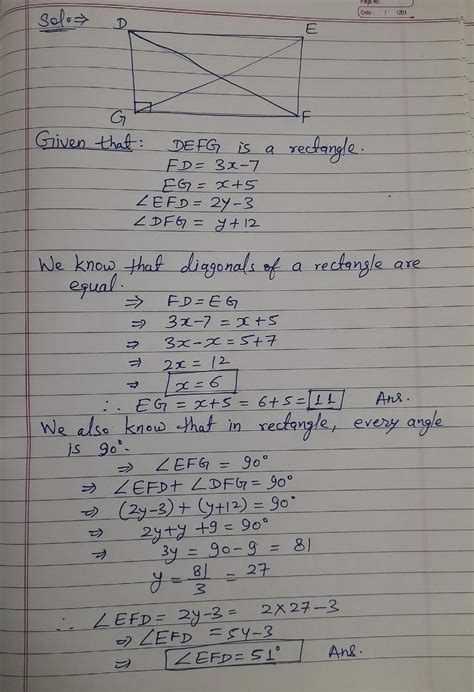Solved Help Please Given Rectangle Defg If Fd 3x 7 And Eg X
